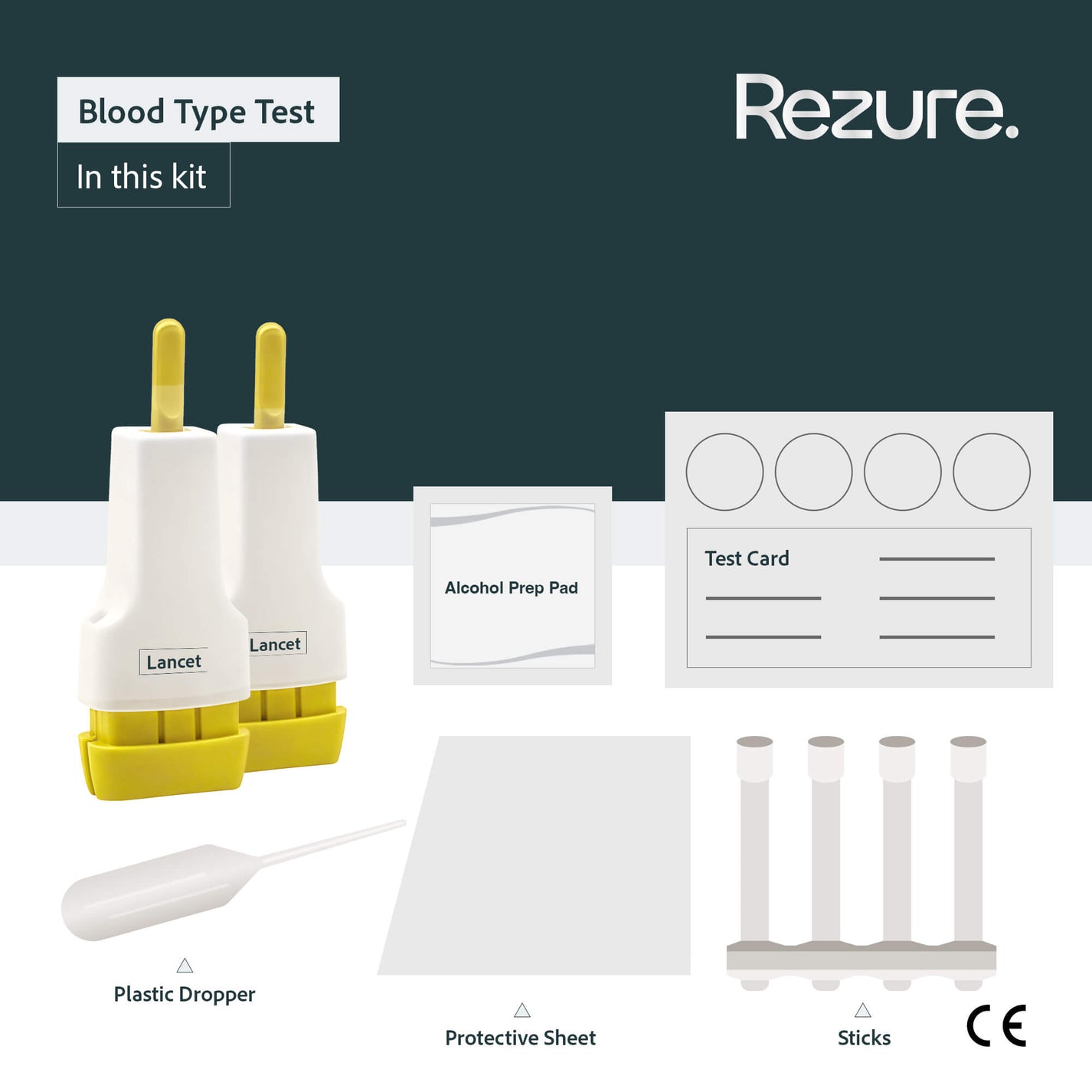 Blood Type Rapid Test Kit for Group A, B, O and Rhesus Factor | Rezure